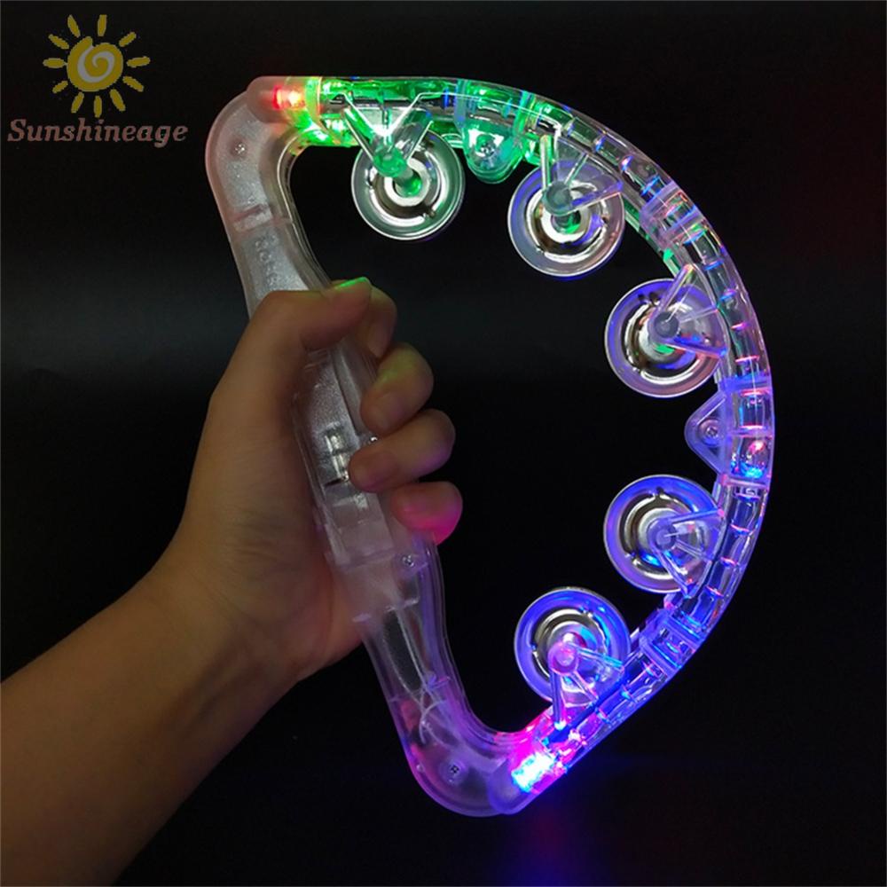 LED Light Up Sensory Toy Flashing Tambourine Musical Instrument Shaking ...