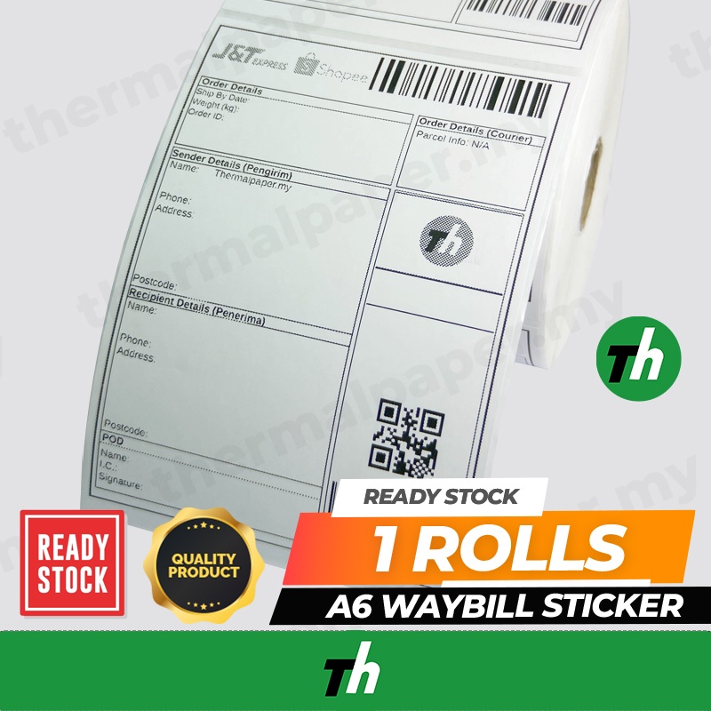 [High Quality] 105mm x 148mm A6 Thermal Sticker Thermal Paper Shopee ...