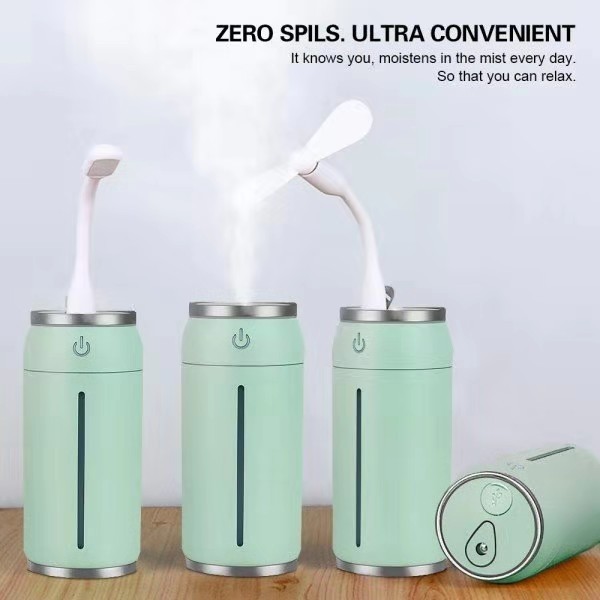 3 in 1 Misty Can Humidifier USB Fan with LED Night In Car/Bedroom/Home ...
