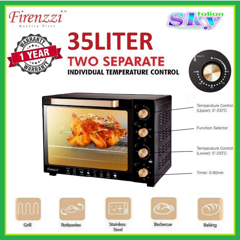 FIRENZZI 35L ELECTRONIC OVEN TO-3035 WITH 6 COOKING FUNCTION | Shopee ...