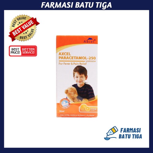 AXCEL PARACETAMOL-250 SUSPENSION FOR FEVER & PAIN RELIEF 90ML WITH ...