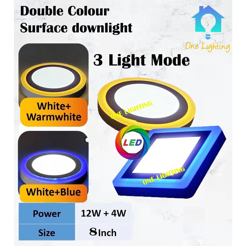 LED Surface Downlight Two Colour 12W+4W LED Colour Downlight (WHITE ...