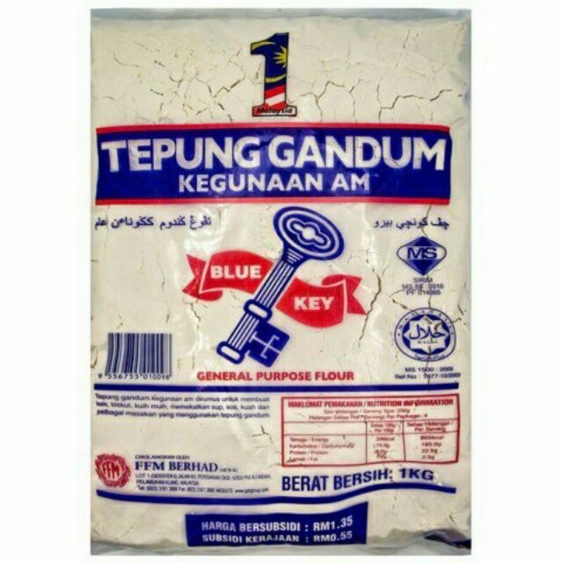 Tepung Cap Kunci / Tepung Kunci / Tepung Gandum / Blue Key 1kg | Shopee ...