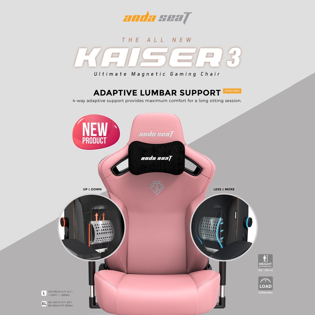 Anda Seat Gaming Chair - Kaiser 3 (Creamy Pink) | Shopee Malaysia