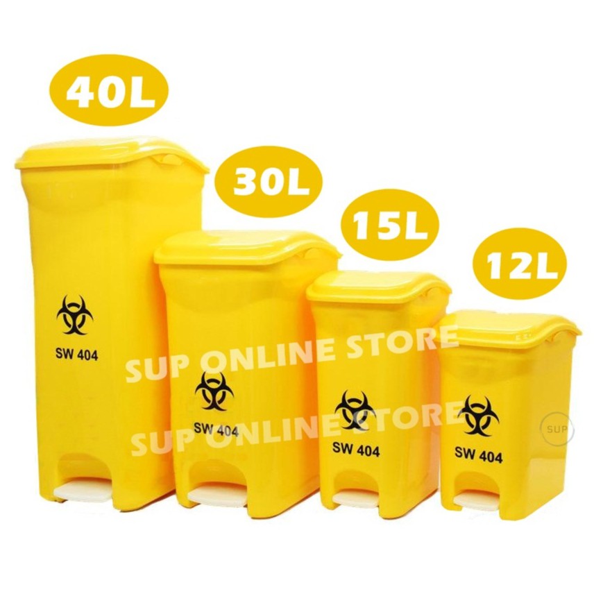 12L / 15L / 30L Clinical Waste Bin / Biohazard Step On Bin / Klinik Tong Sampah /Antimicrobial ...