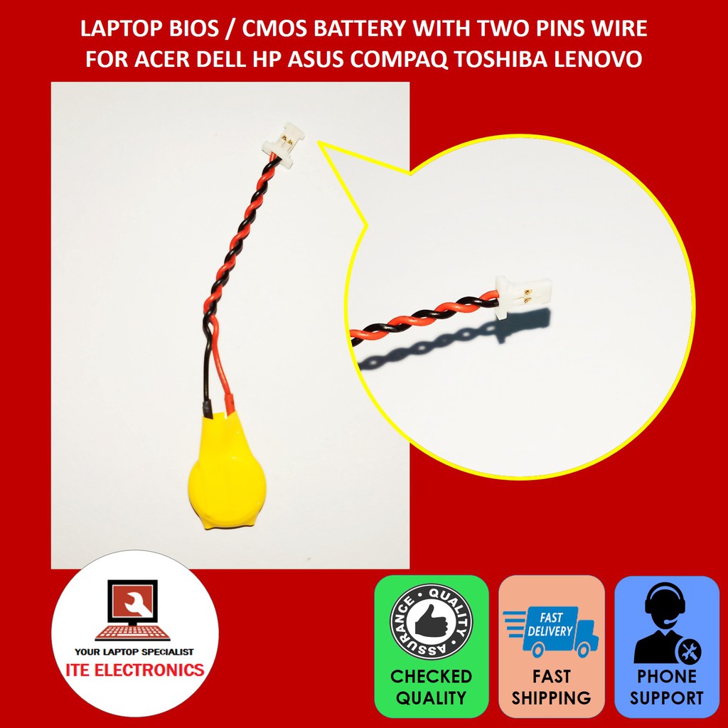 LAPTOP BIOS / CMOS BATTERY WITH TWO PINS WIRE | Shopee Malaysia