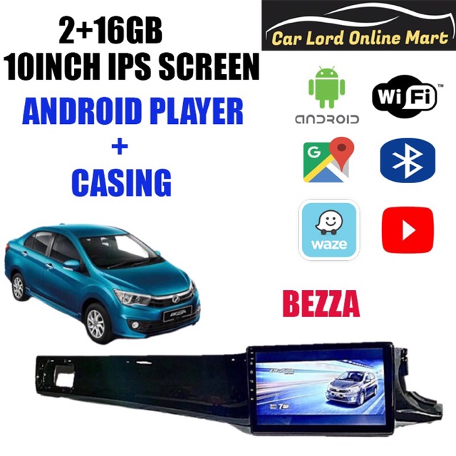 Perodua bezza 10 inch ips 2.5d full hd screen android player with ...