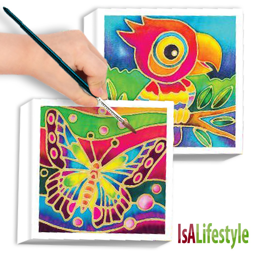IsALifestyle Batik Painting Kit Kid Art & Craft (21cm x 21cm) Canvas ...