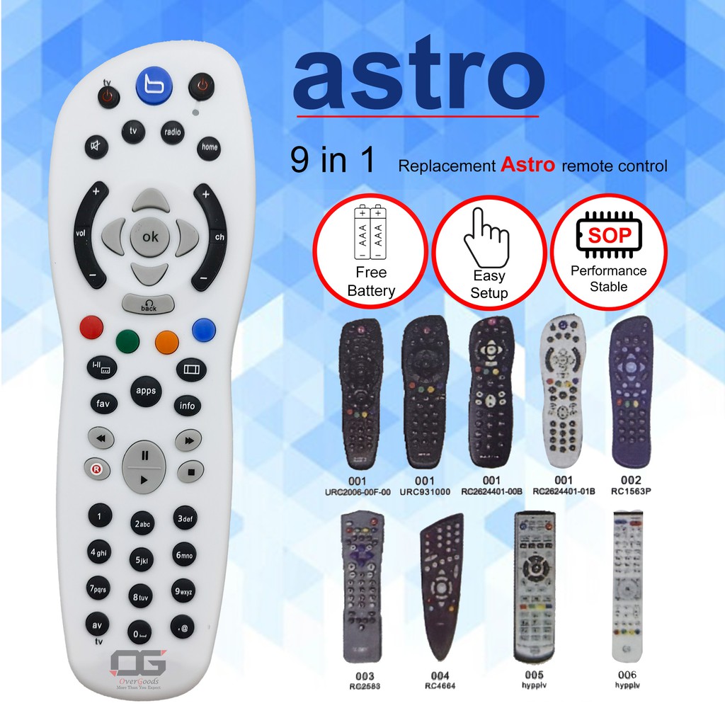 REMOTE CONTROL Replacement Astro 9 in 1 For ASTRO PVR, ASTRO BEYOND ...