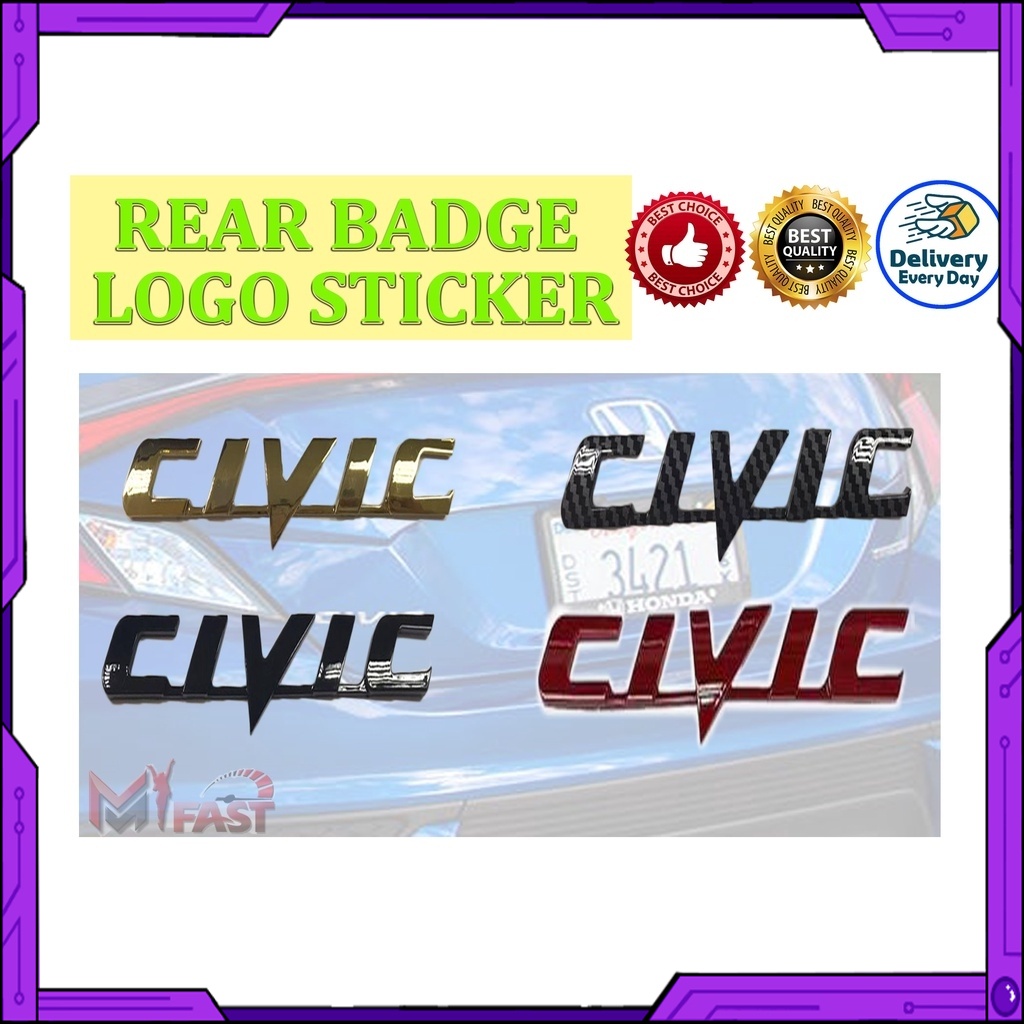 HONDA CIVIC Letter Logo Car Auto Emblem Rear Badge Sticker Decal ...