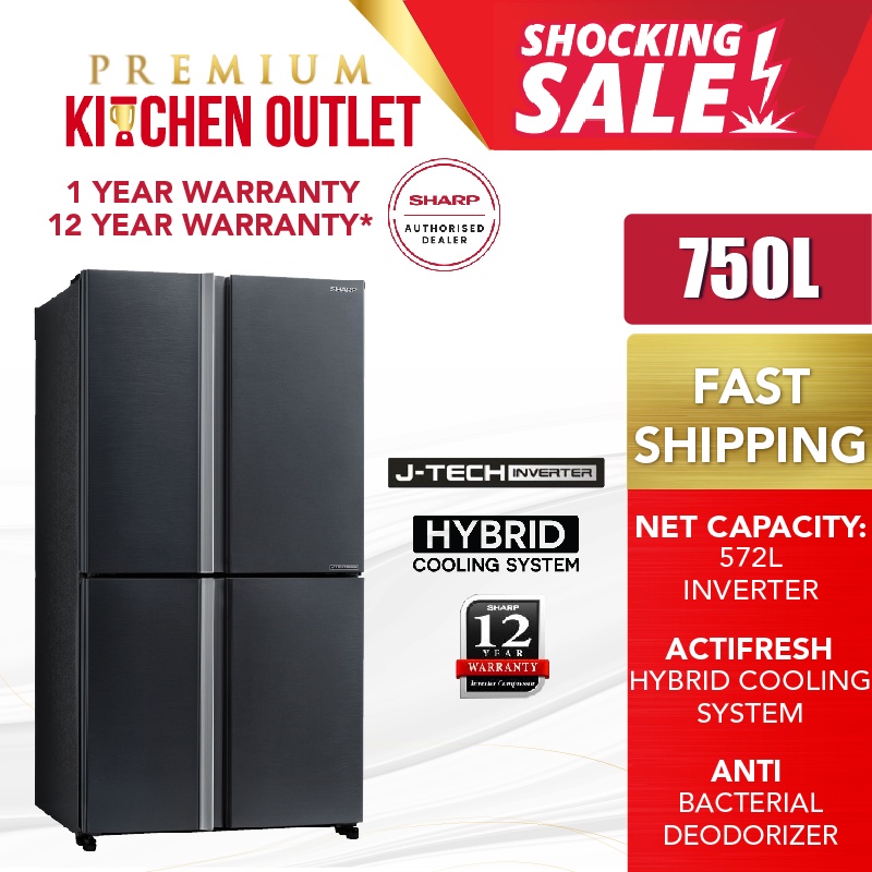 Sharp 750L J-Tech Inverter 4 Door Refrigerator SJF921VMSS | 700L ...