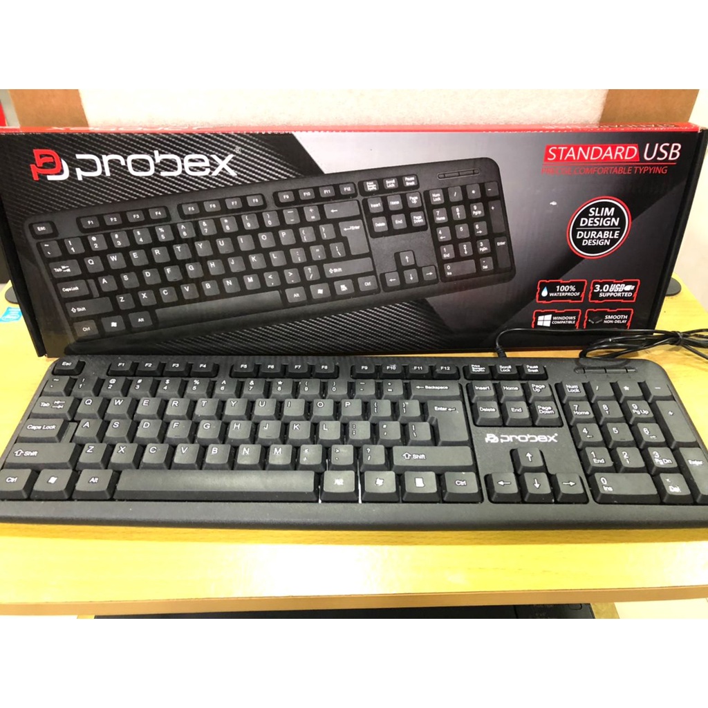 Probex USB Slim Design Standard Keyboard /Water Proof/More Durable Key ...