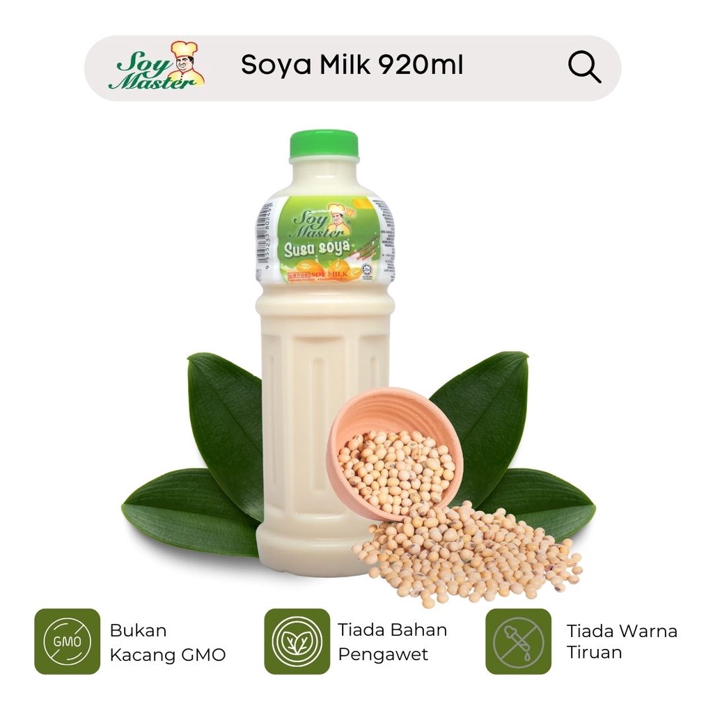Soymaster Soya Milk (920ml) With No Preservative and less sweet ...