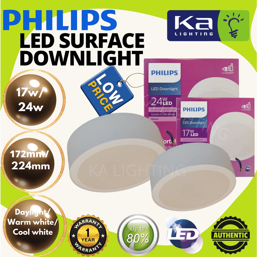 PHILIPS MESON LED SURFACE DOWNLIGHT 17w - 59472 / 24w -59474 | Shopee ...