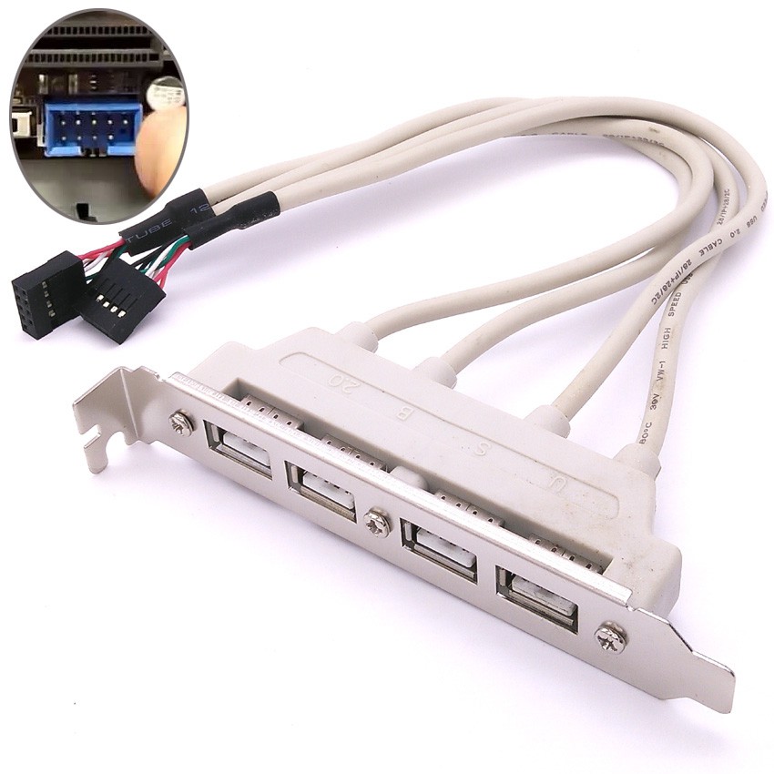 4 Ports USB 2.0 hubs Expansion Rear Panel Header Bracket Connector ...