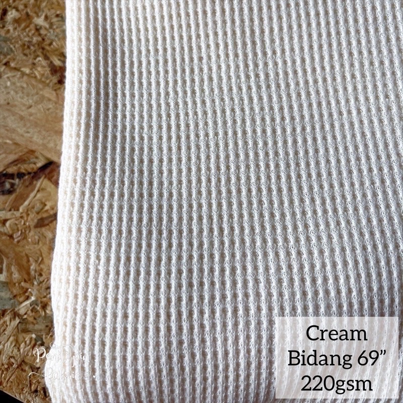 kain knit waffle fabric cream pre cut | Shopee Malaysia