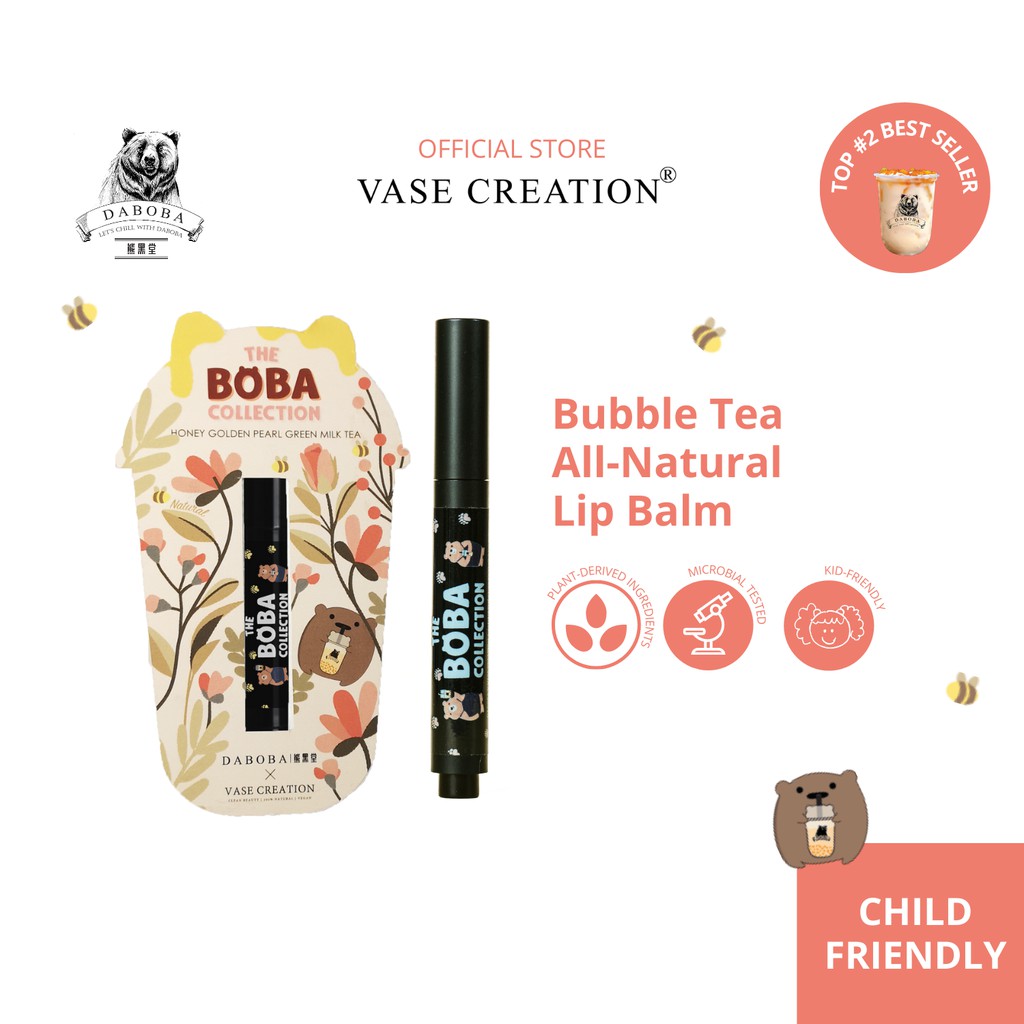 Daboba All-Natural Boba Lip Balm - Honey Golden Pearl Green Milk Tea ...