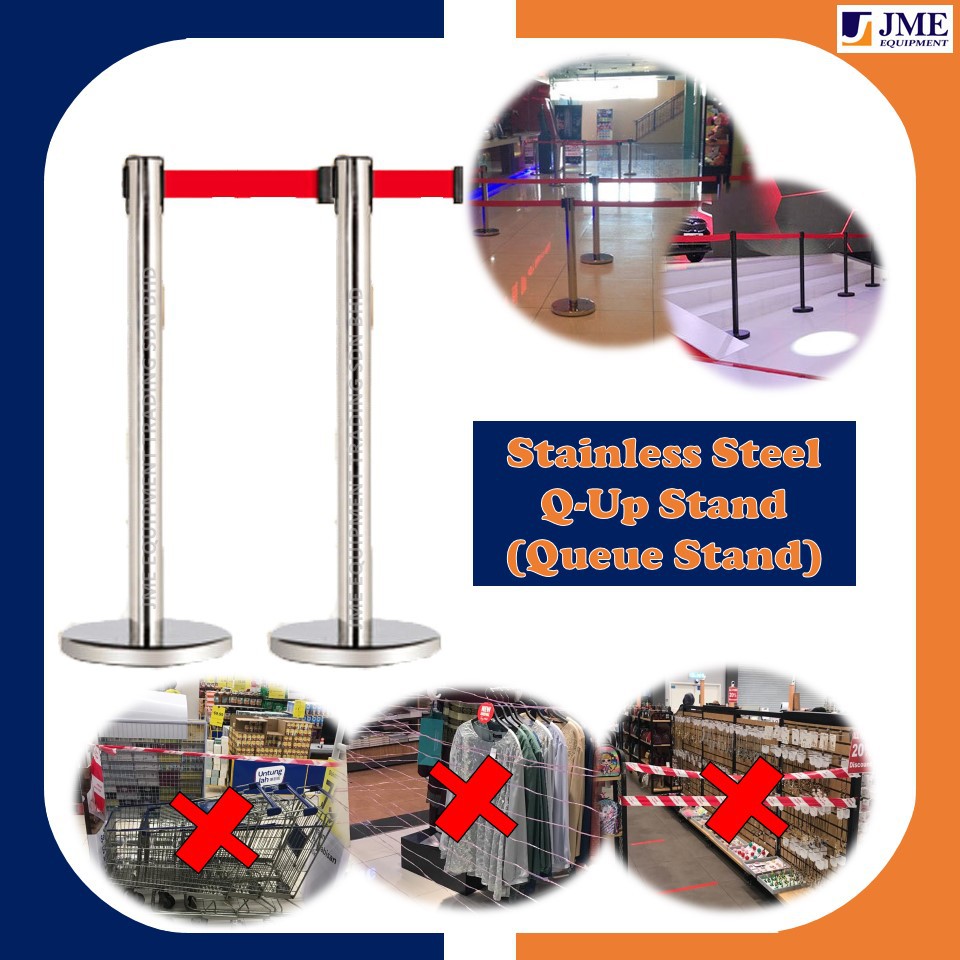 JME Ready Stock Q Stand Stackable Stainless Steel Retractable Belt Q Up ...