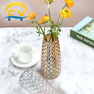 FY Glass Vase Countertop Modern Crystal Clear Colorful Minimalist Pasu ...