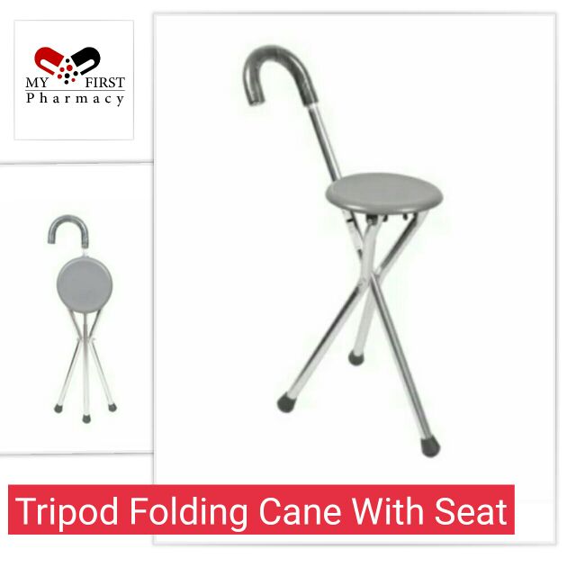 Foldable Tripod Walking Cane With Seat (Tongkat & Kerusi) | Shopee Malaysia