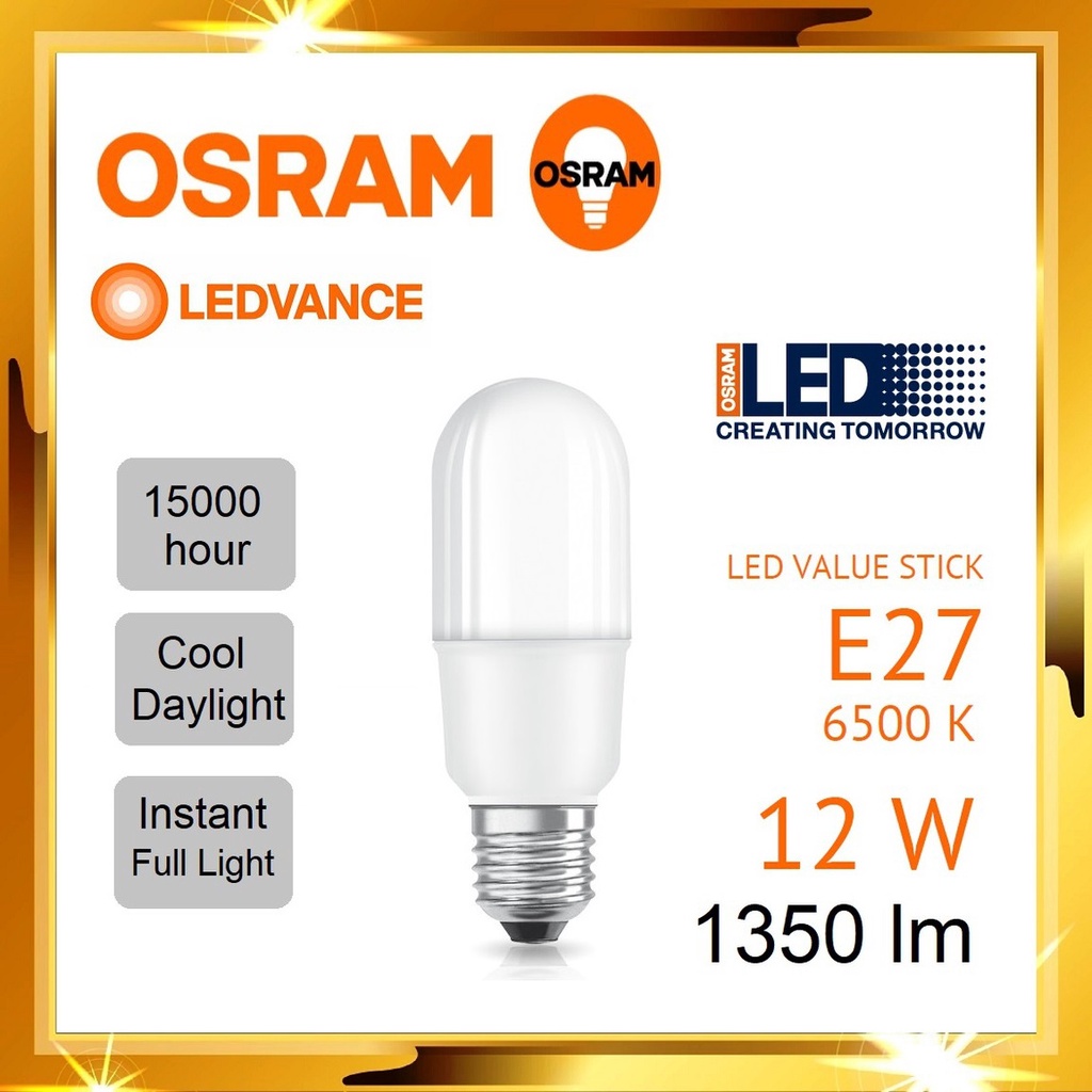 OSRAM 12w LED Value Stick Bulb Daylight 6500K / MENTOL LED | Shopee ...