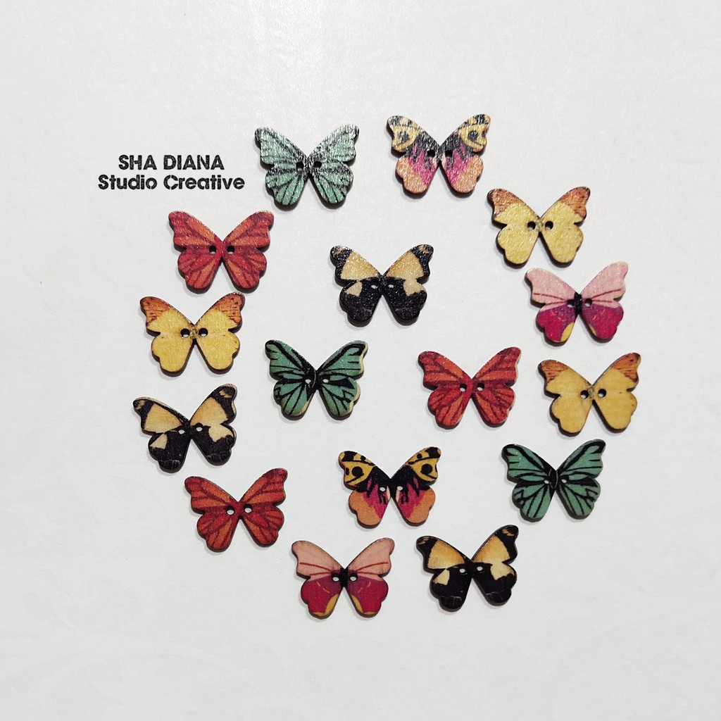 BUTTON ( WOODEN BUTTON ) BUTTERFLY | Shopee Malaysia