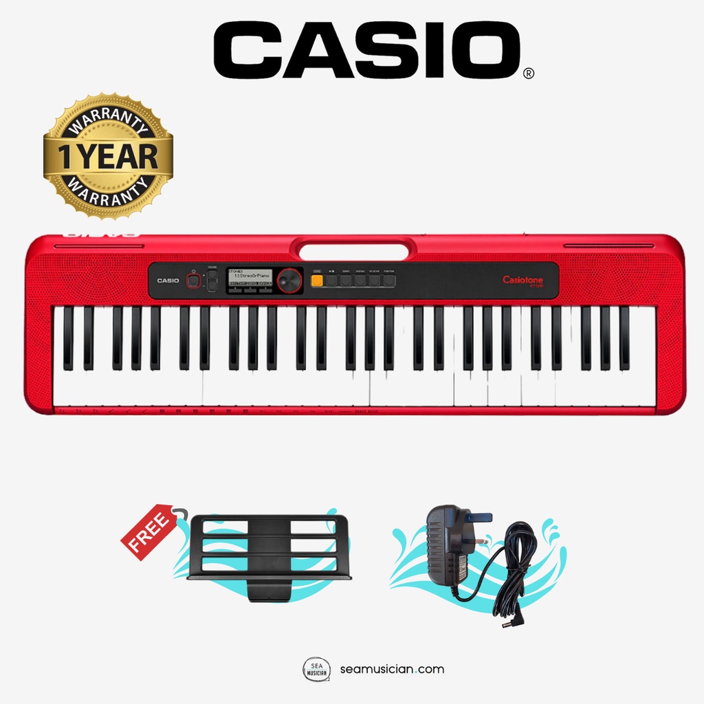 CASIO CT-S200 RED CASIOTONE 61 KEYS PORTABLE KEYBOARD WITH NOTE STAND ...