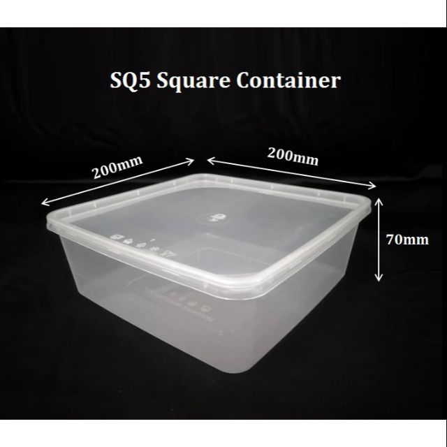 SQ 5 Square Disposable plastic food container with lid ( 30pcs ...