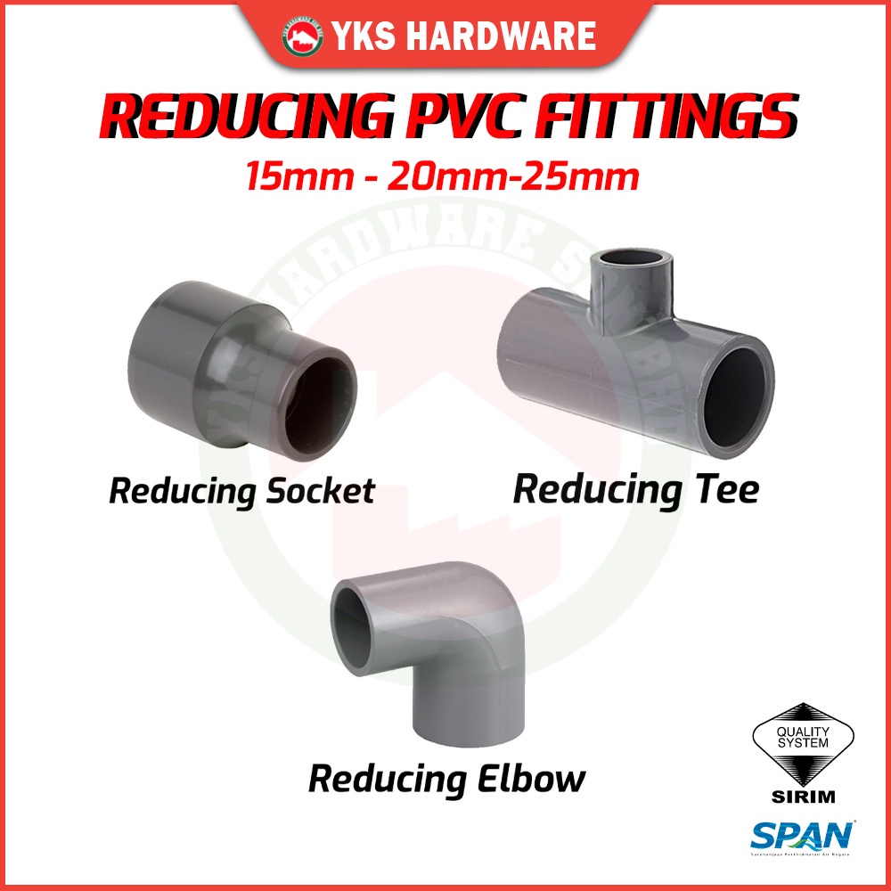REDUCING PVC FITTINGS - PVC Connector - 15mm-20mm-25mm - Socket/Tee ...