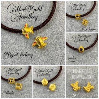 Bead Budget Series Pandora Emas 916 aeroplane/honda/sempoa/love/flower ...