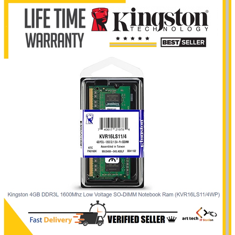 Kingston 4GB DDR3L 1600Mhz Low Voltage SO-DIMM Notebook Ram ( KVR16LS11/4WP ) | Shopee Malaysia
