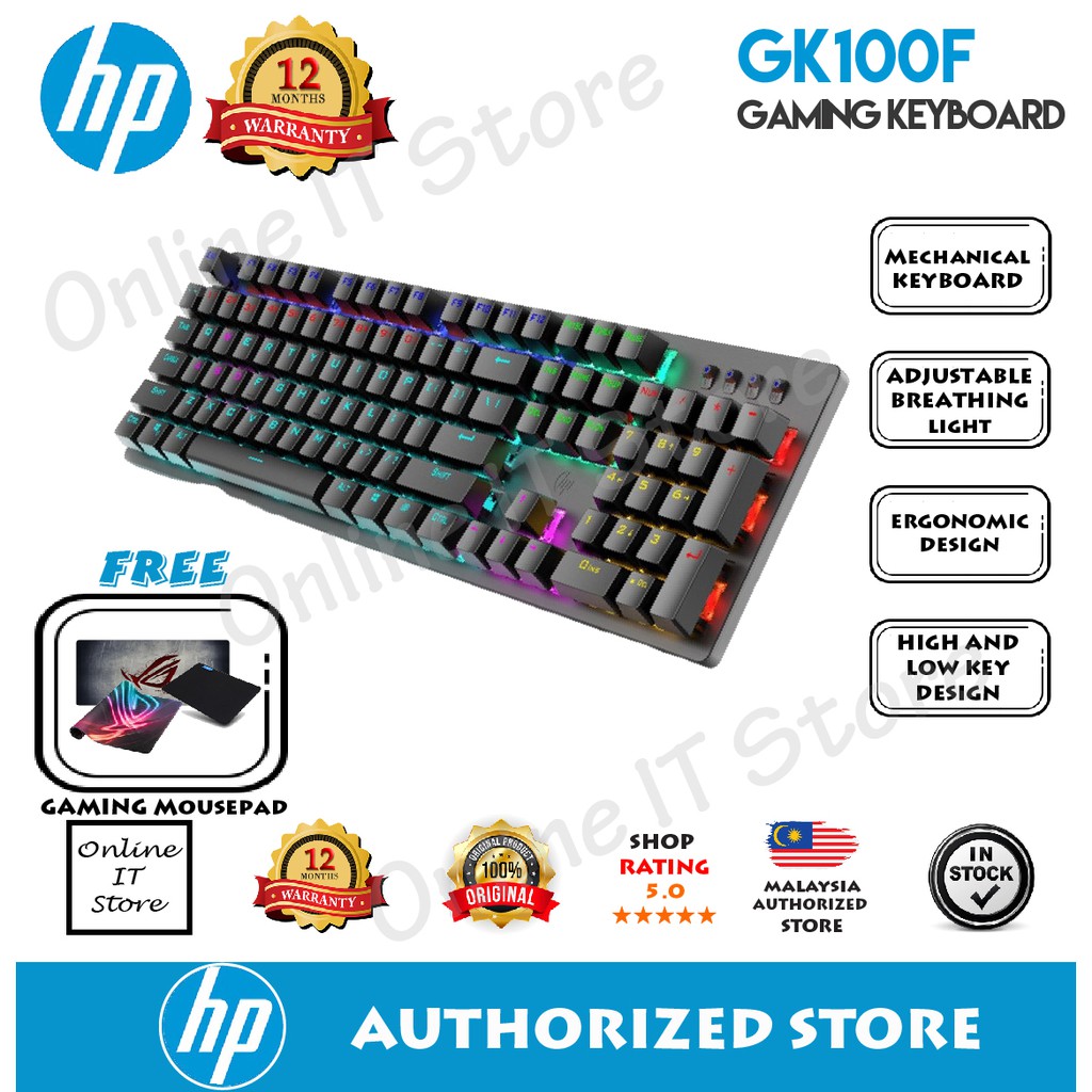 HP GK100F REAL WIRED MECHANICAL MIXED BACKLIGHT GAMING KEYBOARD WITH ...
