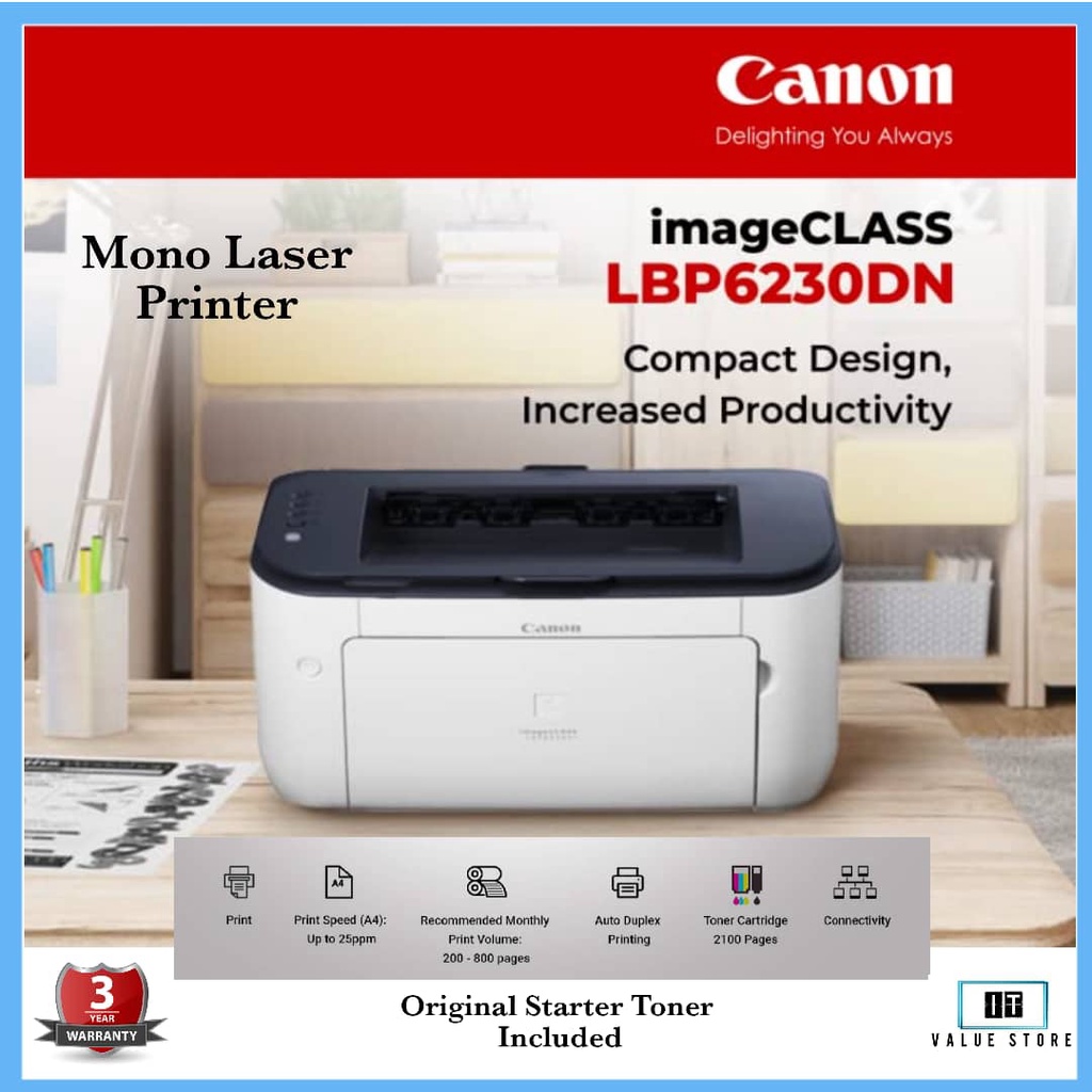 Canon LBP6230DN Laser Mono Printer (Auto Duplex Printing and Network ...