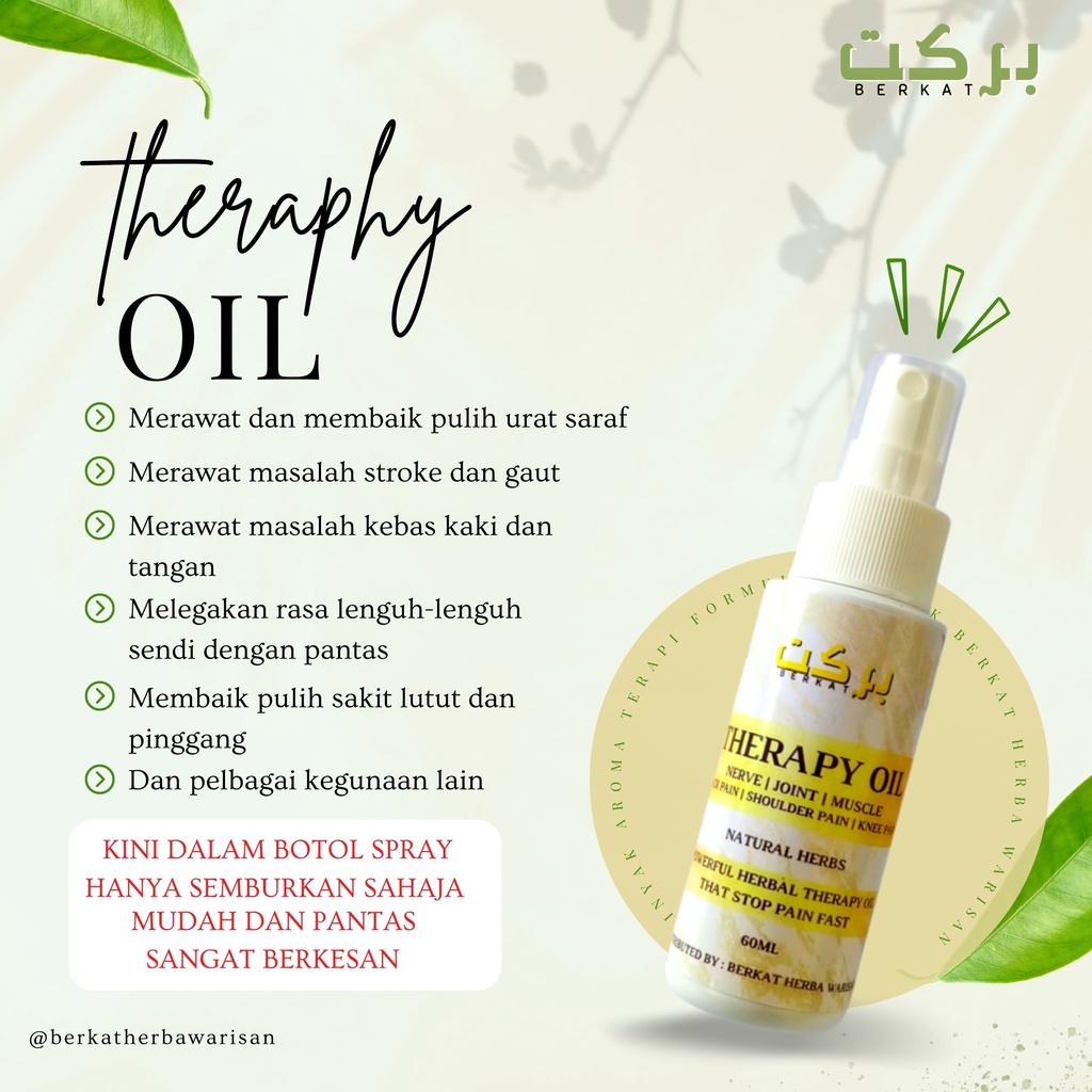 Penawar Herba Minyak Terapi Saraf Sendi Dan Otot 60ml Botol Spray 1129