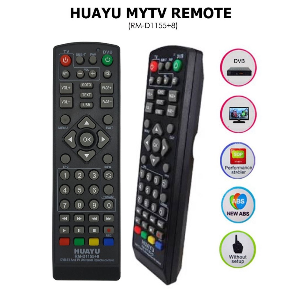 Huayu MYTV Remote Control For DVB-T2 Decoder (RM-D1155+8) - Easy Setup ...