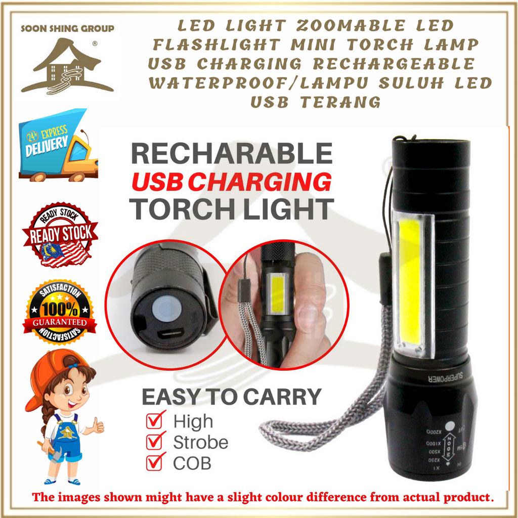 Led Light Zoomable LED Flashlight Mini Torch Lamp USB Charging ...