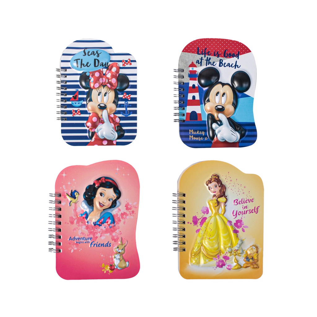 Disney Mickey & Disney Princess A6 60s Wire-o Pvc Embossing Notebook ...