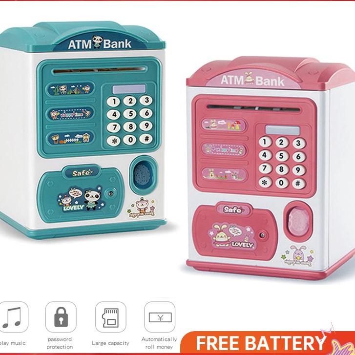 Tabung Duit Kertas Digital Kids ATM Bank Password Saving Box Tabung Atm ...