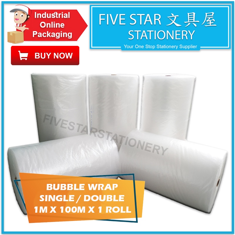 fivestar2u Bubble Wrap Single Layer Double Layer 1m x 100m Air Bubble ...