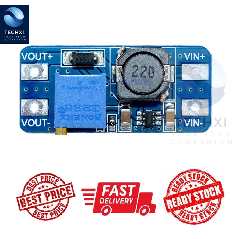 MT3608 Step-Up Adjustable DC-DC 2A Switching Boost Converter Module | Shopee Malaysia