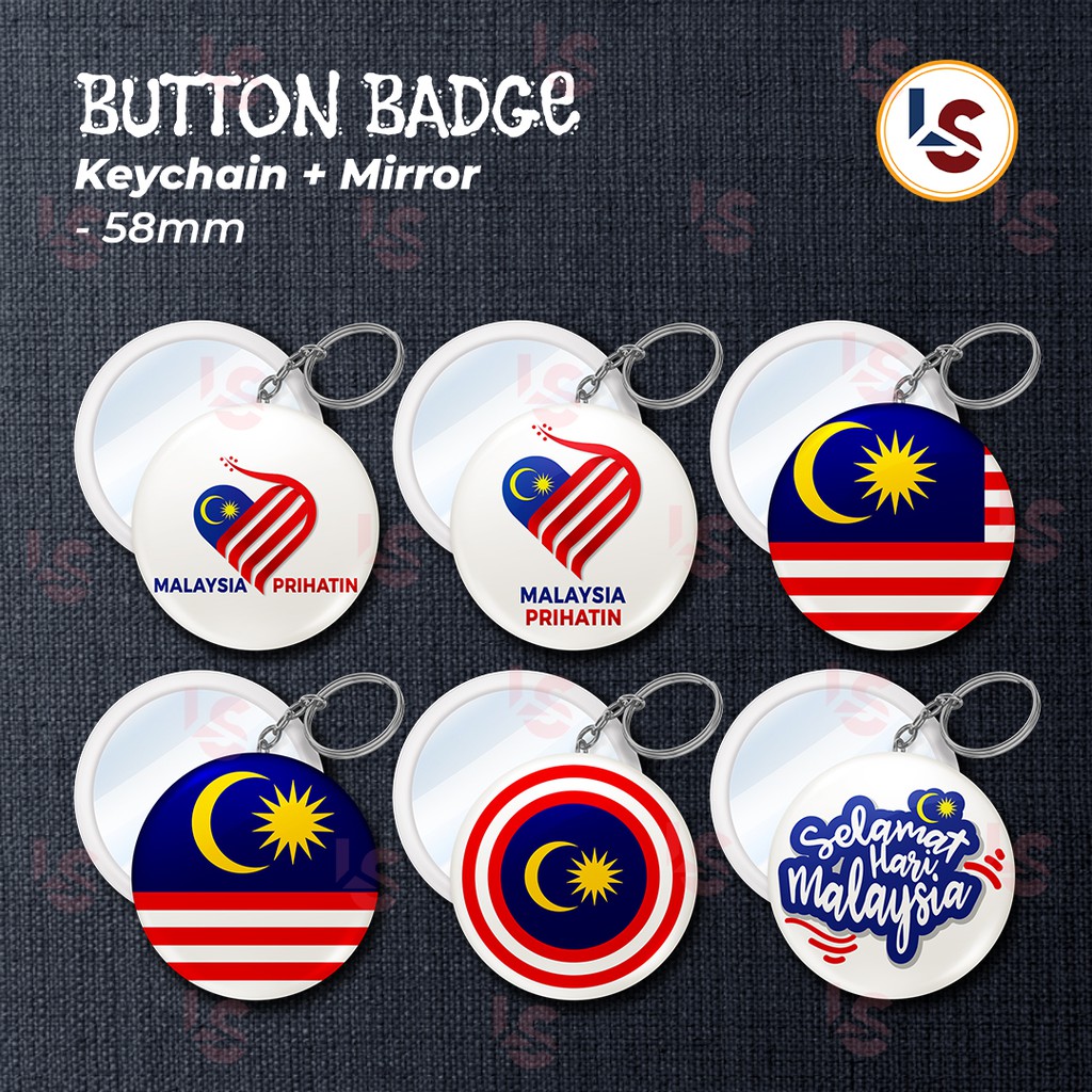 (Key Chain + Mirror) Merdeka Button Badge Hari Kemerdekaan Malaysia ...