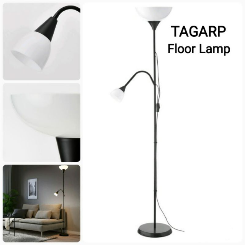 IKEA Tagarp uplighter with reading lamp / black / Floor lamp single ...