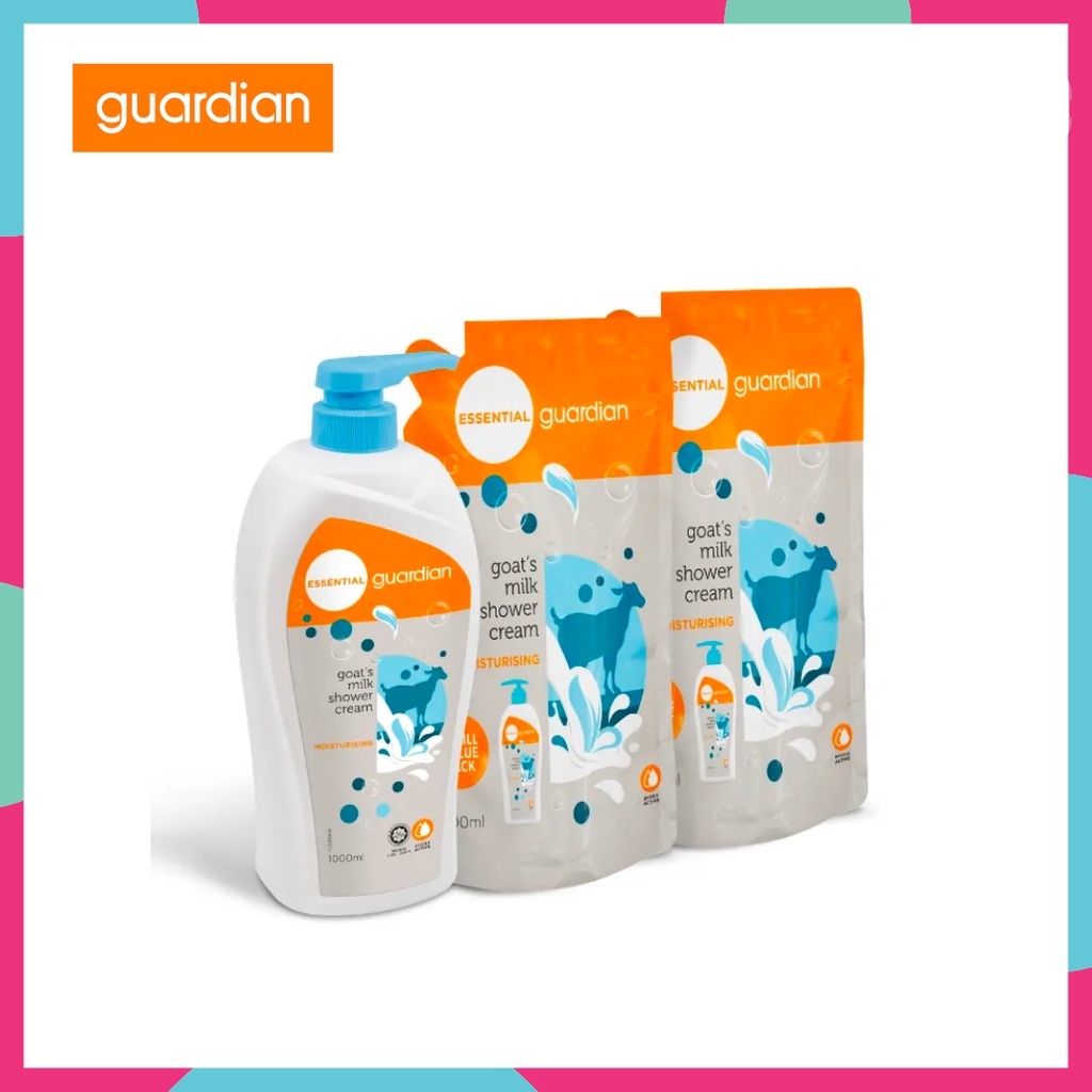 Guardian essential goat milk moisturizing shower cream (1liter+ 600ml ...