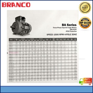 BRANCO ALUMINIUM MOTOR BA-B3 SERIES FOOT MOUNTED, 3HP/2.2KW 4POLE ...