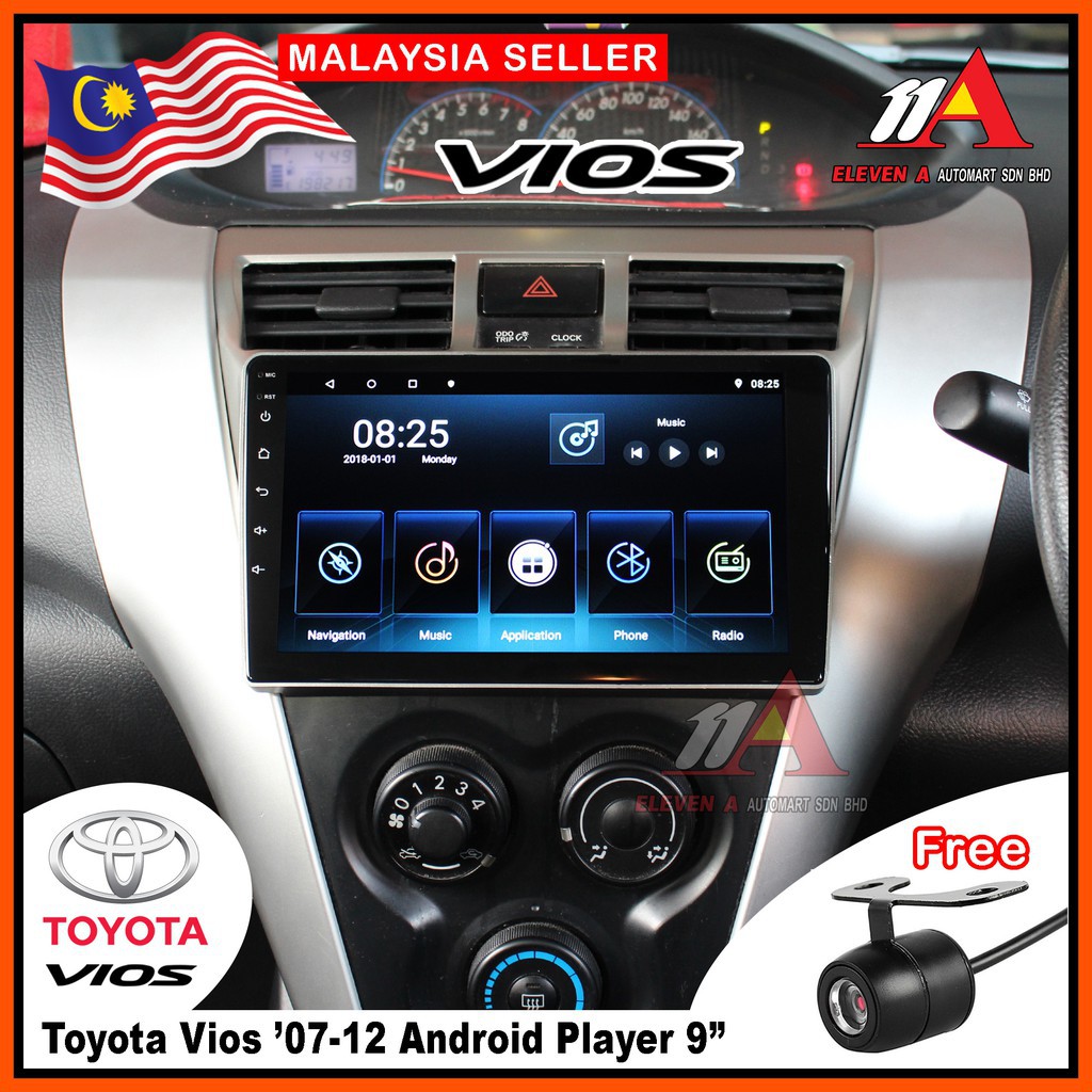 Toyota Vios '07-12 T3 Allwinner Quad Core 9" IPS Screen Android Player ...