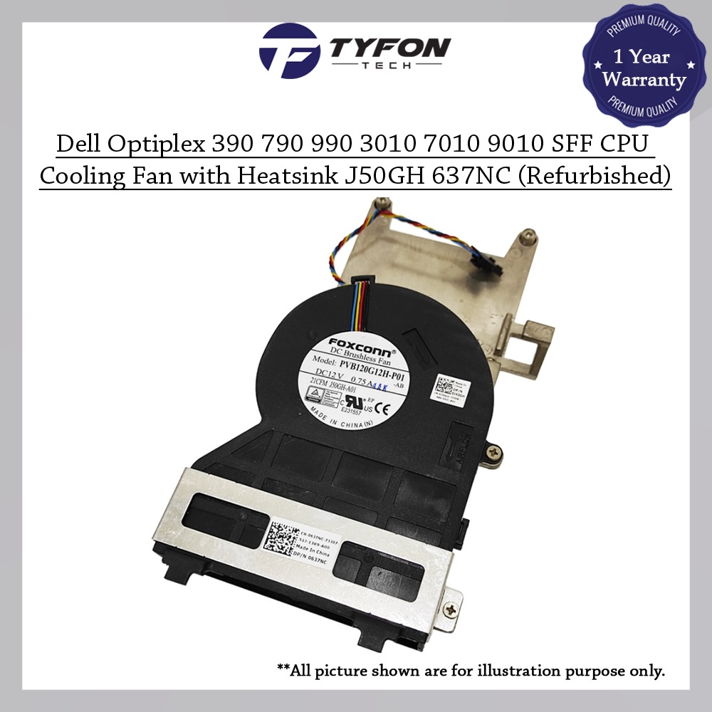 Dell Optiplex 390 790 990 3010 7010 9010 SFF CPU Cooling Fan with Heatsink J50GH 637NC ...