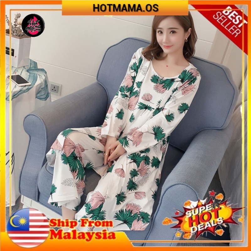 Baju Tidur Wanita Pyjamas Nightwear Women Sleepwear Pajamas 3 in 1 ...