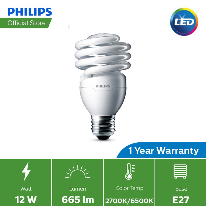 Philips E27 Tornado Bulb (12W 2700K/ 6500K) | Shopee Malaysia