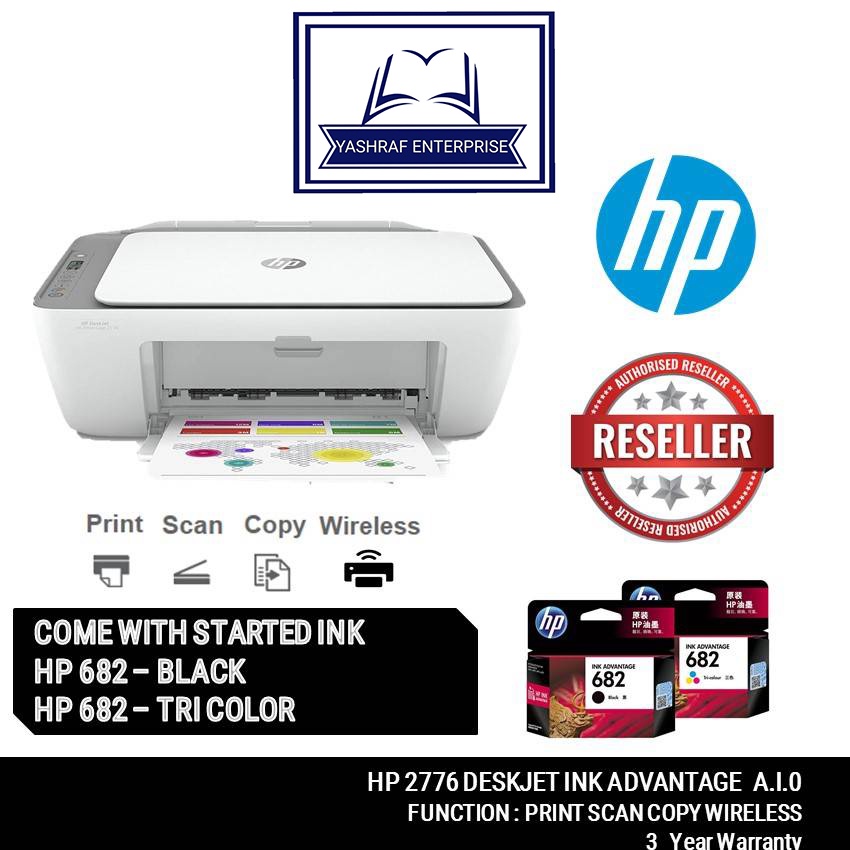 HP Deskjet 2776 Ink Advantage Wireless Print/Scan/Copy Free 2 Ink | Shopee Malaysia