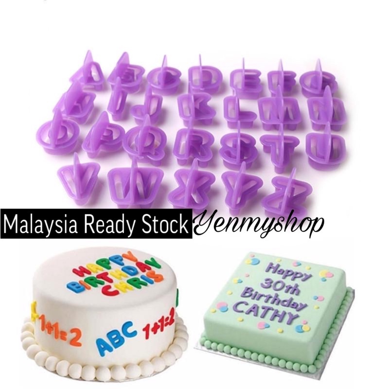 40pcs Ready Stock Purple Set Alphabet Letter Number Fondant Cutter ...